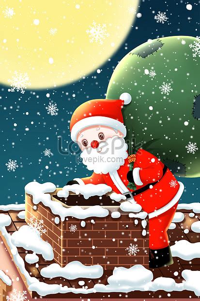 크리스마스 지붕에 산타 클로스 일러스트 무료 다운로드 Lovepik