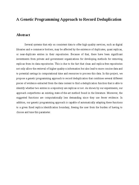 a genetic programming approach to record deduplication pdf unit