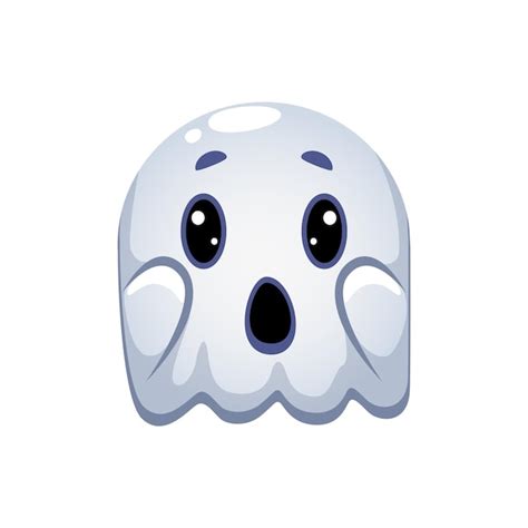 Premium Vector Cartoon Halloween Emoji Surprised Ghost Wow Face