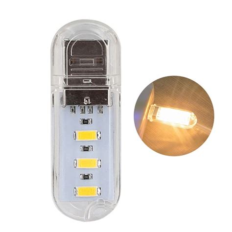 미니 Usb Led 조명 실내 테이블 책상 책 램프 손전등 야간 조명 파워 뱅크 노트북 캠핑 조명 3 Led 8led