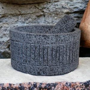 8 Flat Bottom Molcajete 100 Lava Volcanic Stone Mortar And Pestle