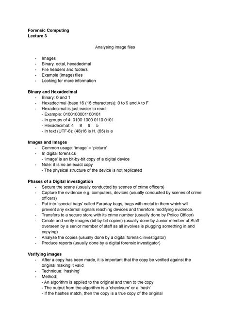 Forensic Computing Analysing Image Files Binary And Hexadecimal Forensic Computing Lecture