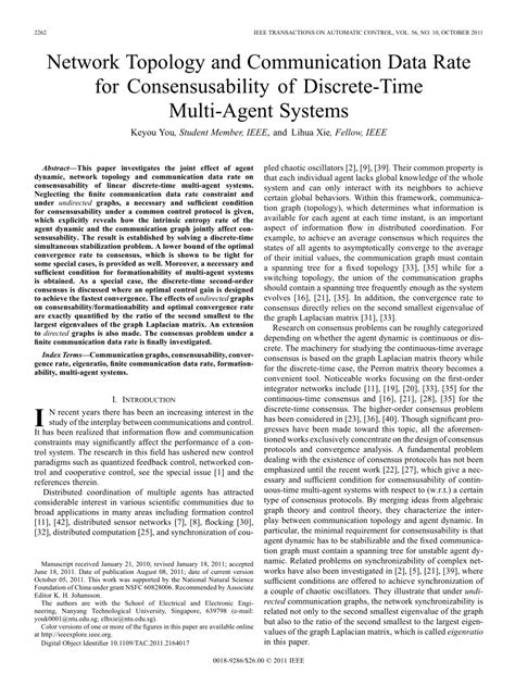 Pdf Network Topology And Communication Data Rate For Consensusability