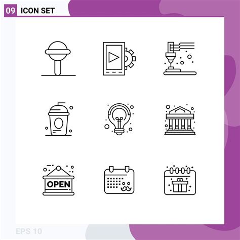 9 Universal Outlines Set For Web And Mobile Applications Creative