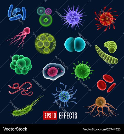 Germ Bacteria And Virus Icons Royalty Free Vector Image