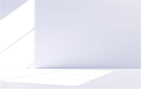 제품 배치를 위한 창 조명 및 그림자 배경 3d 그림 빈 디스플레이 장면 프레젠테이션이 있는 흰색 추상 배경 무료 사진