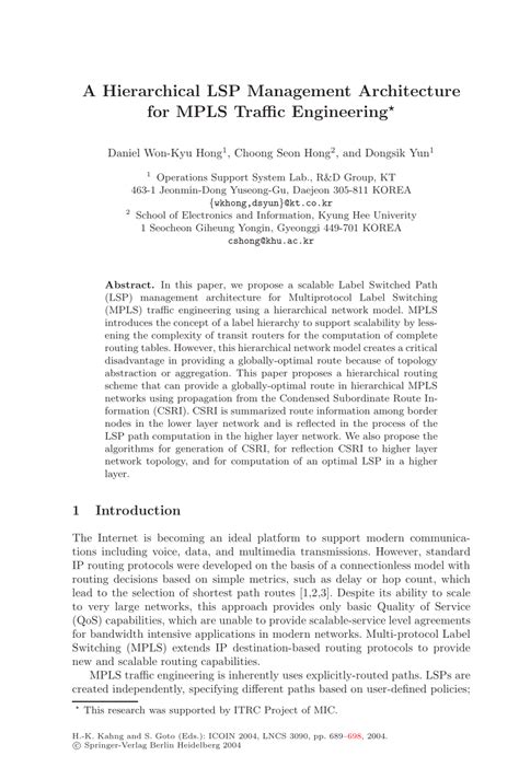 pdf a hierarchical lsp management architecture for mpls traffic