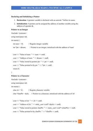 Pointer in C++_Somesh_Kumar_Dewangan_SSTC | PDF