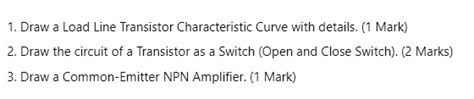 Solved Draw Load Line Transistor Characteristic Curve With Details 1 Mark 2 Draw The