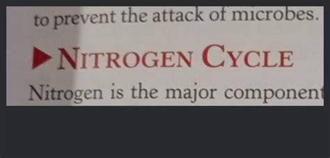 To Prevent The Attack Of Microbesnitrogen Cyclenitrogen Is The Major C