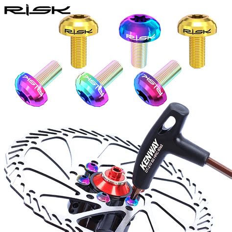 Risk 티타늄 자전거 디스크 브레이크 로터 나사 초경량 Mtb 로드 바이크 브레이크 로터 고정 볼트 사이클링 액세서리