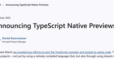「typescript Native」のプレビュー版が公開 — Go言語で再実装、ビルド時間を10倍以上短縮