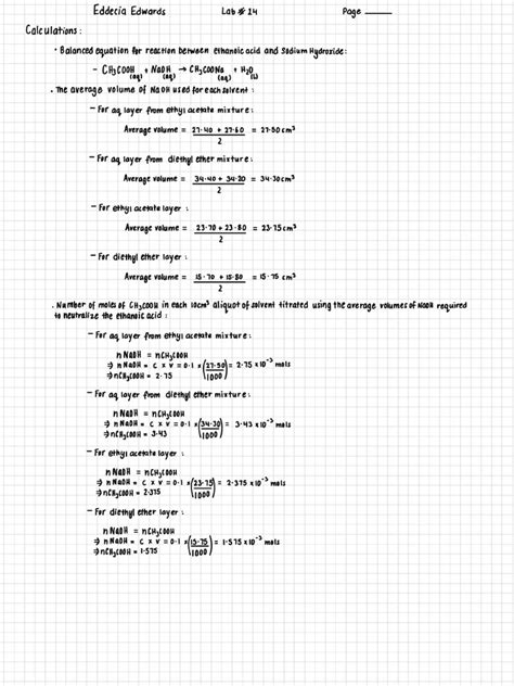 calculations for chem lab 14 pdf
