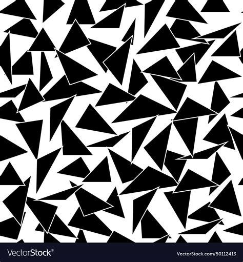 Black Chaotic Triangle On White Seamless Pattern Vector Image