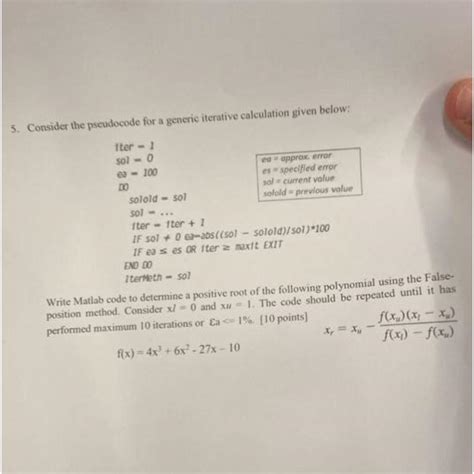 solved consider the pseudocode for a generic iterative