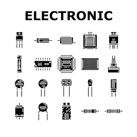 Premium Vector Electronic Component Circuit Chip Icons Set Vector