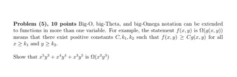 Solved Problem 5 10 Points Big O Big Theta And