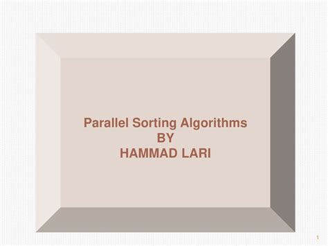 Parallel Sorting Algorithms - ppt download