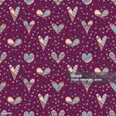 벡터 손으로 그려진된 완벽 한 패턴 장식 양식된 유치 한 마음 낙서 스타일 부족 그래픽 그림 귀여운 핑크 컬러로 그리기 손으로 낙서 만화 스케치 삽화의 시리즈 가을에 대한