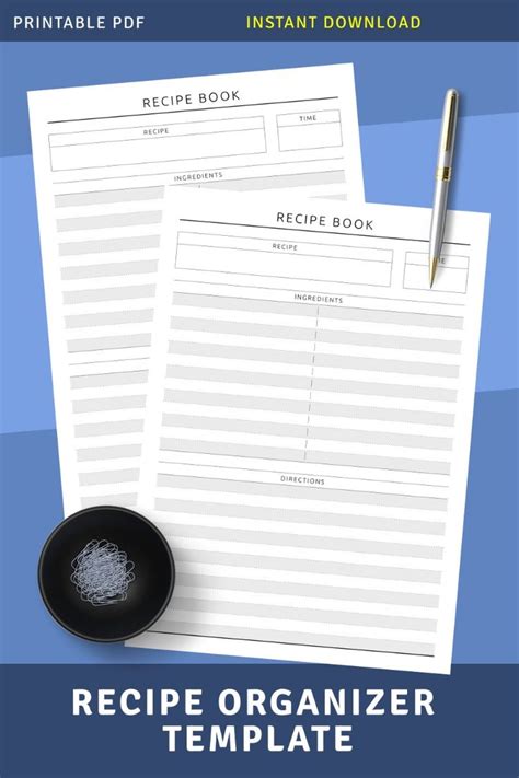Cookbook Planner Template For Organizing Your Recipes