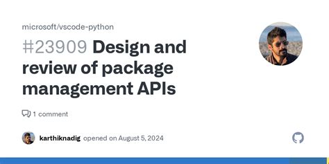Design And Review Of Package Management Apis · Issue 23909 · Microsoftvscode Python · Github