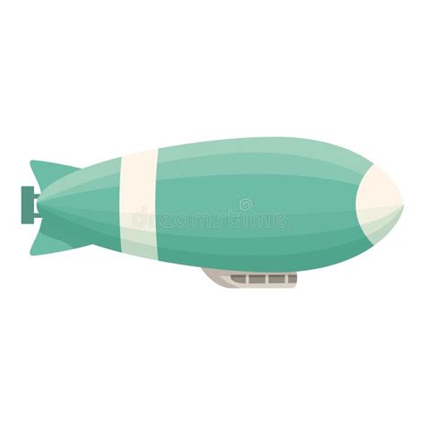 Large Green And White Blimp Flying In A Clear Sky Stock Vector