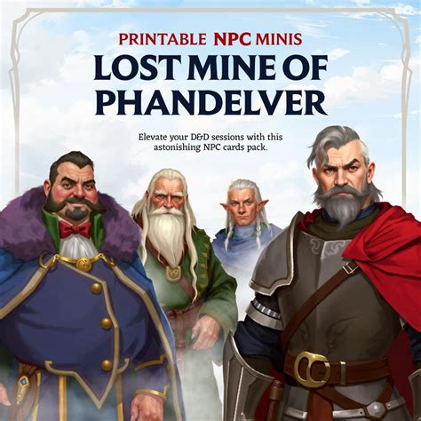 Dandd Npc Cards Lost Mine Of Phandelver Npc Art Tokens Foldable Minis