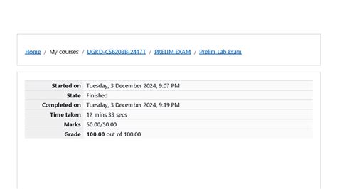 Object Oriented Programming Prelim Lab Exam Attempt Review Home My Courses Ugrd Cs6203b
