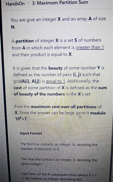HandsOn 3 Maximum Partition Sum You Are Give StudyX