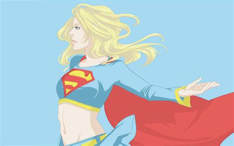 Download Cartoon Supergirl In Light Blue Wallpaper