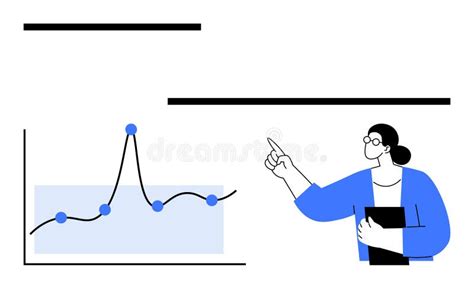 business analyst presenting data trends with line graph and