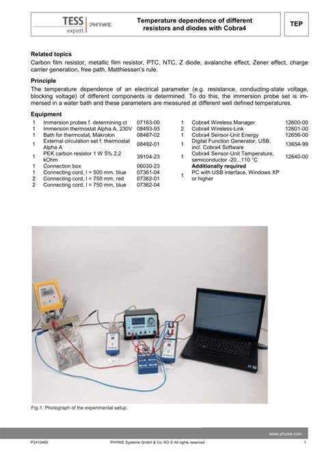 Tep Temperature Dependence Of Different Resistors And Diodes With