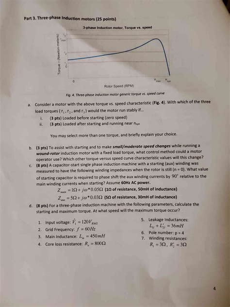 Solved Part 3 Three Phase Induction Motors 25 Points A Chegg