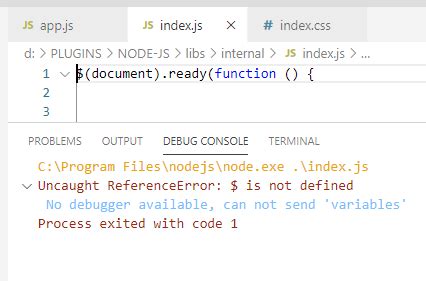Node Js Getting Uncaught ReferenceError Is Not Defined For In Jquery In Node App