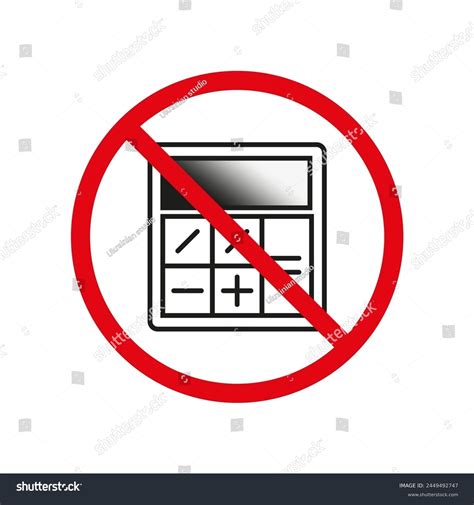 no calculator allowed sign mathematical operations stock vector