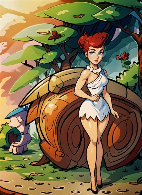 Wilma Flintstone - in front of her home by HanyoAI on DeviantArt