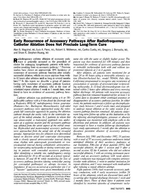 Pdf Early Recurrence Of Accessory Pathways After Radiofrequency