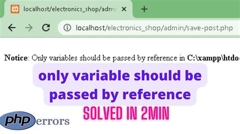 Only Variable Should Be Passed By Reference Php Errors Youtube
