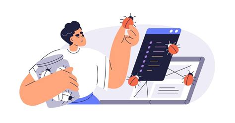 Premium Vector Software Tester Finding Bugs Searching Errors Qa