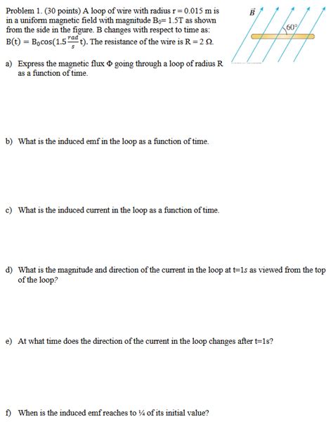 solved problem 1 30 ﻿points ﻿a loop of ﻿wire with radius