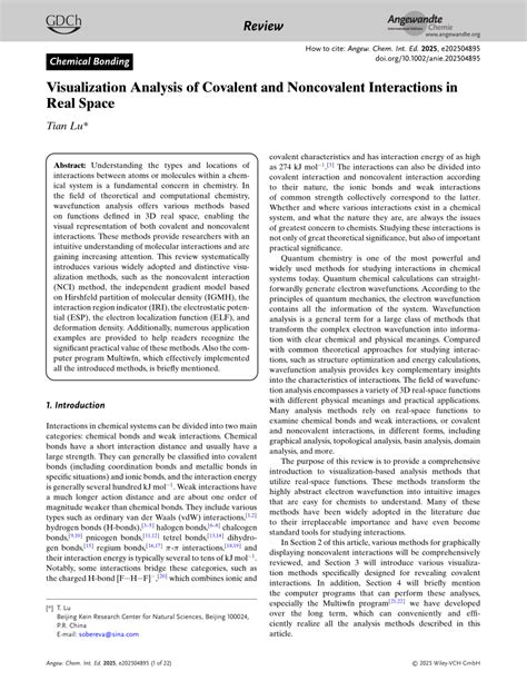 Visualization Analysis Of Covalent And Noncovalent Interactions In Real Space