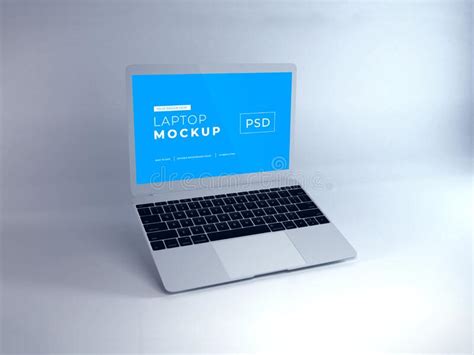 Realistic Laptop Mockup Template Scene Editorial Photo Illustration Of Notebook Portable