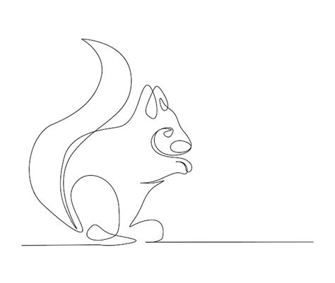 다람쥐 단일 라인 아트 벡터 그림 편집 가능한 스트로크의 연속 한 선 그리기 프리미엄 벡터