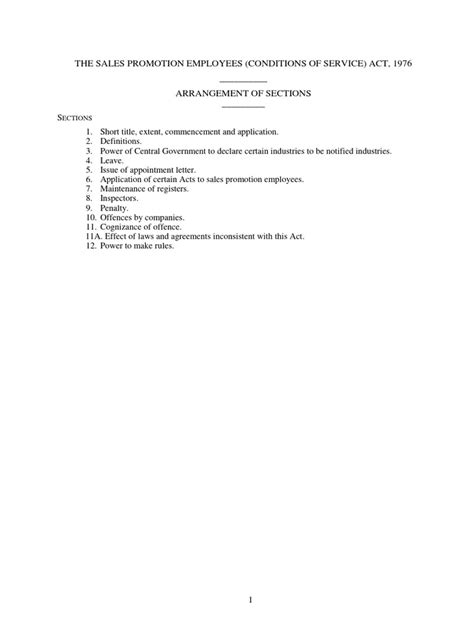 The Sales Promotion Employees Conditions Of Service Act 1976 No 11 Of 1976 Date 25011976 Pdf