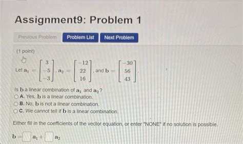 Solved Assignment9 Problem 1 Previous Problem Problem List