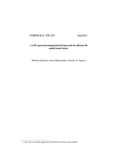 Pdf A Gpu Powered Computational Framework For Efficient 3d Model Based Vision