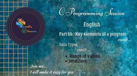 C Language Tutorial Sessions Data Types In C Part 6c English