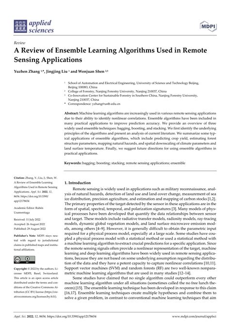 Pdf A Review Of Ensemble Learning Algorithms Used In Remote Sensing