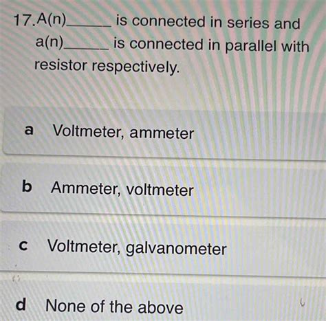 Solved 17an Is Connected In Series And An Is Connected In