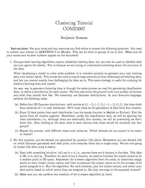 ml clustering tut clustering tutorial coms benjamin rosman